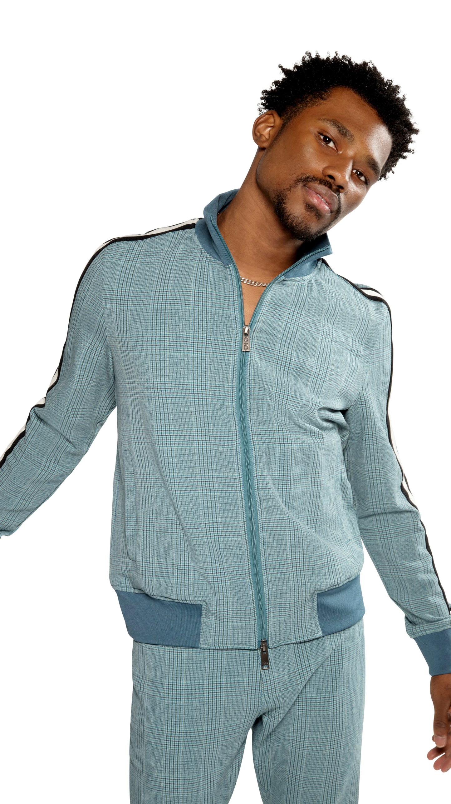 Zip Front Track Jacket With Trim Tape Detail (Teal Multi) – OTD – ON ...