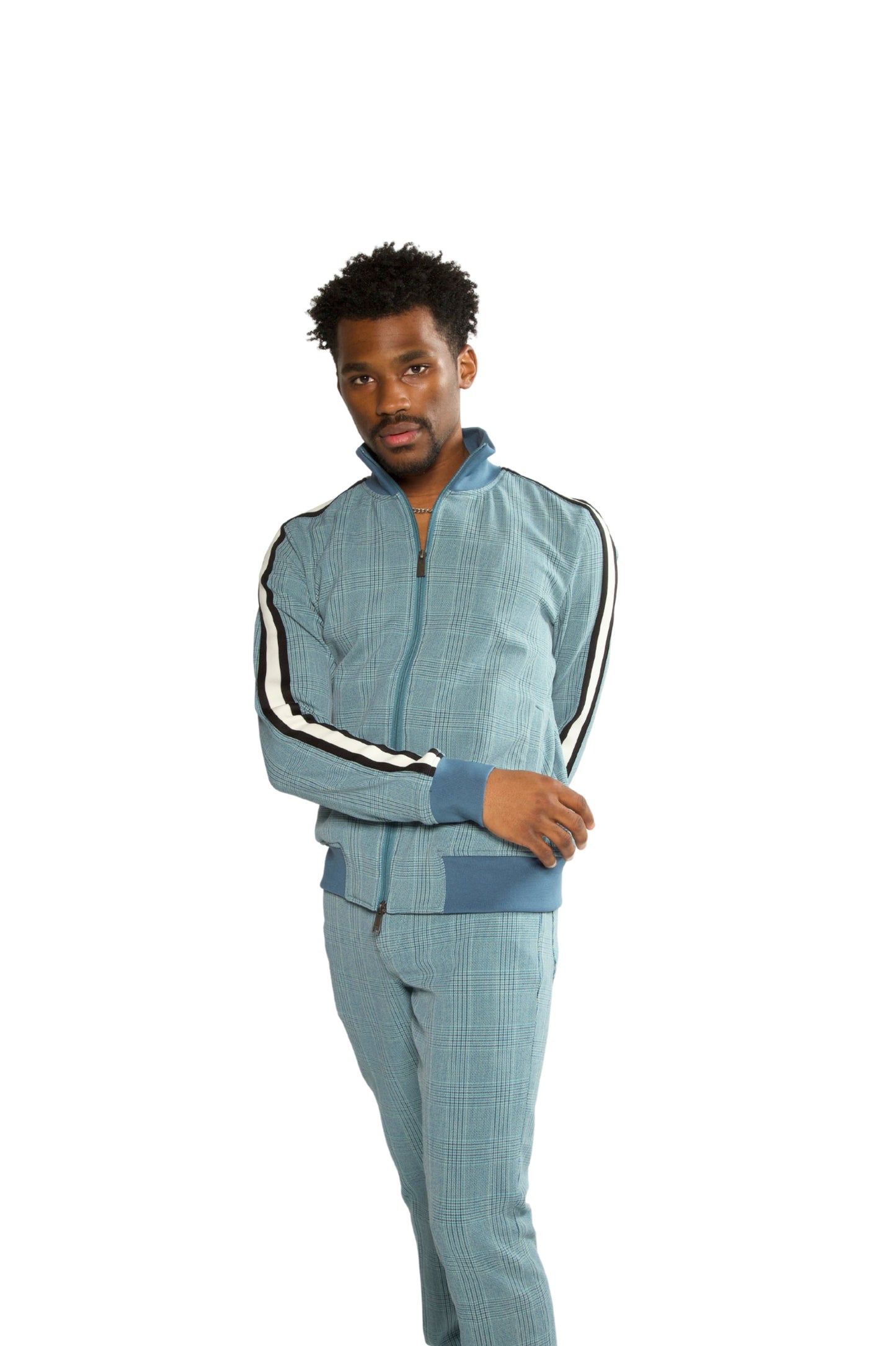 Zip Front Track Jacket With Trim Tape Detail (Teal Multi) – OTD – ON ...