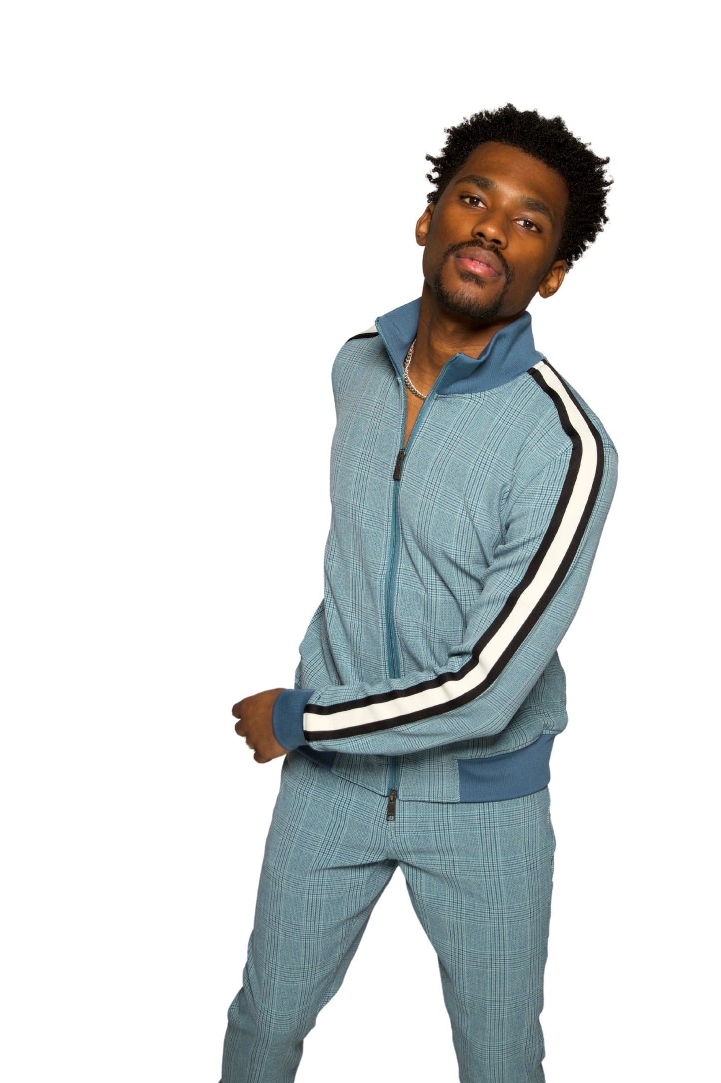 Zip Front Track Jacket With Trim Tape Detail (Teal Multi) – OTD – ON ...