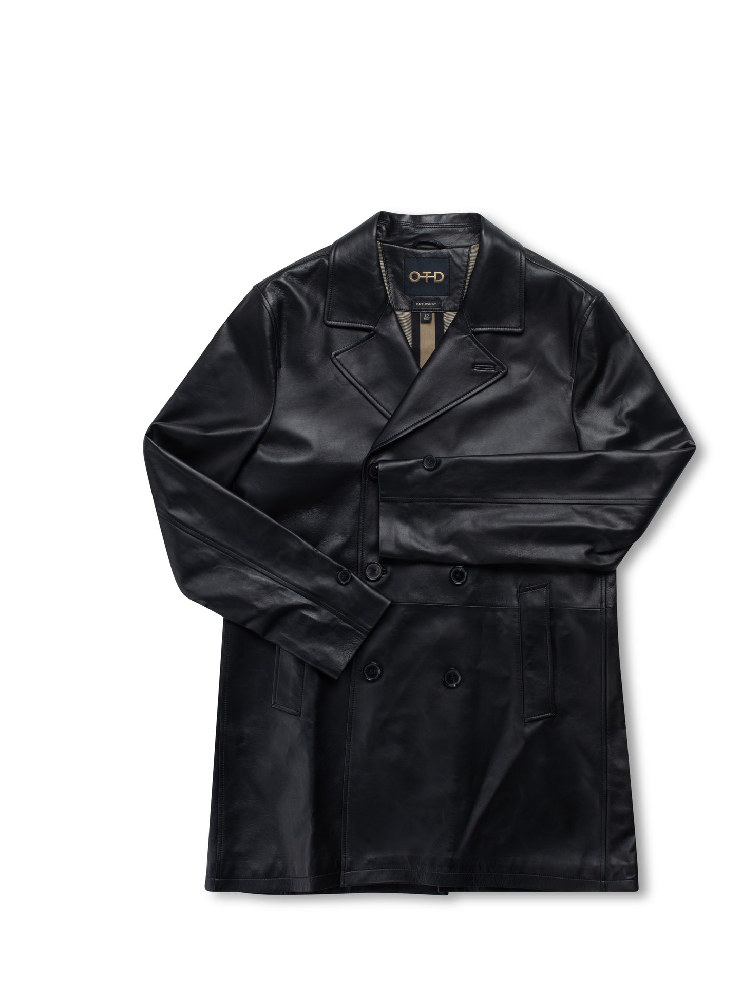 Men's Leather Peacoat in Black | Men's Coats & Jackets - OTD – OTD – ON ...