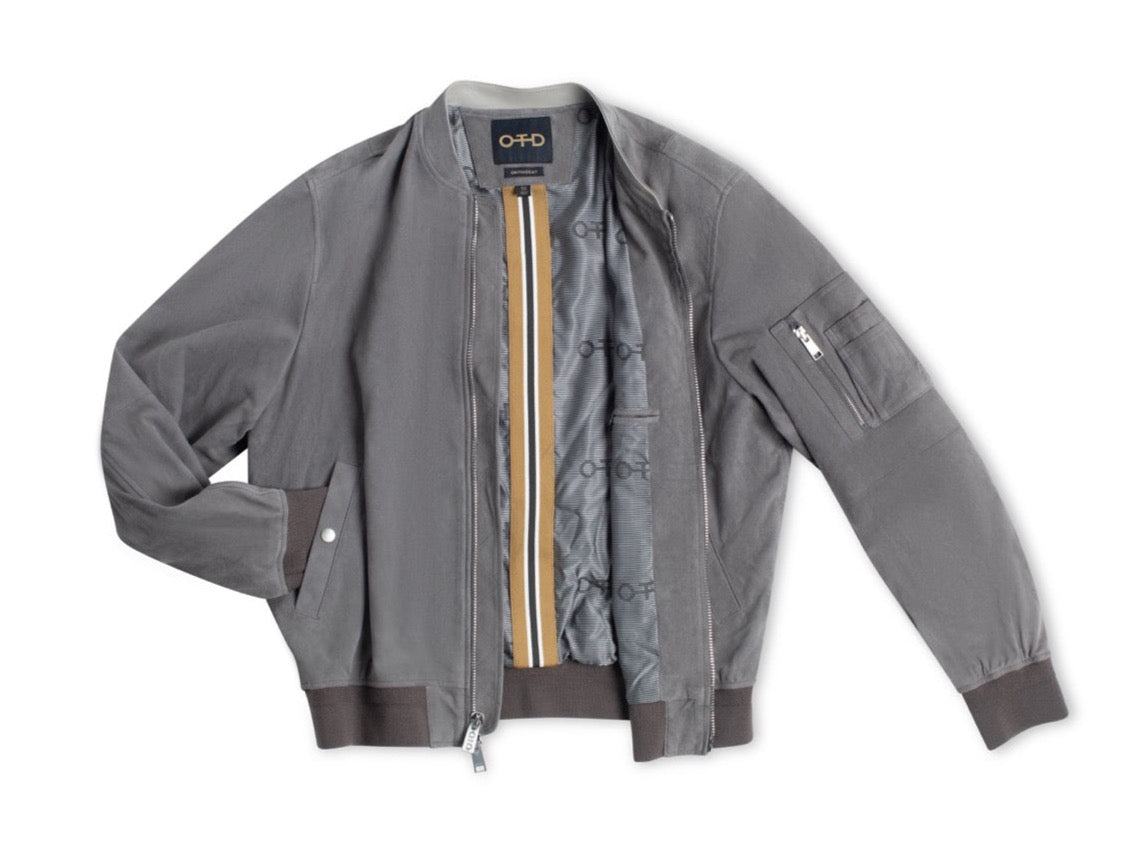 Lightweight Suede Flight Jacket | Men's Concrete Suede Flight Jacket ...