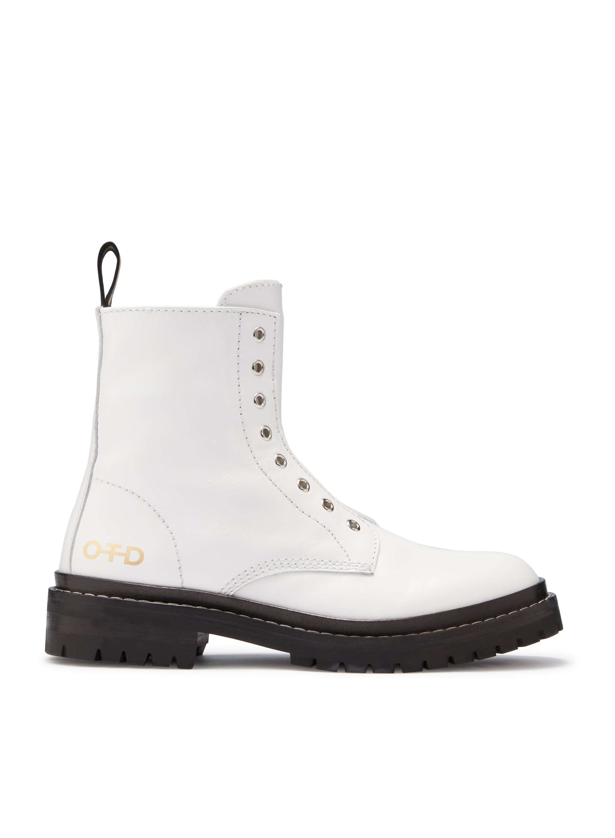 Women's Laceless Leather Combat Boots in White | Women's Boots - OTD ...